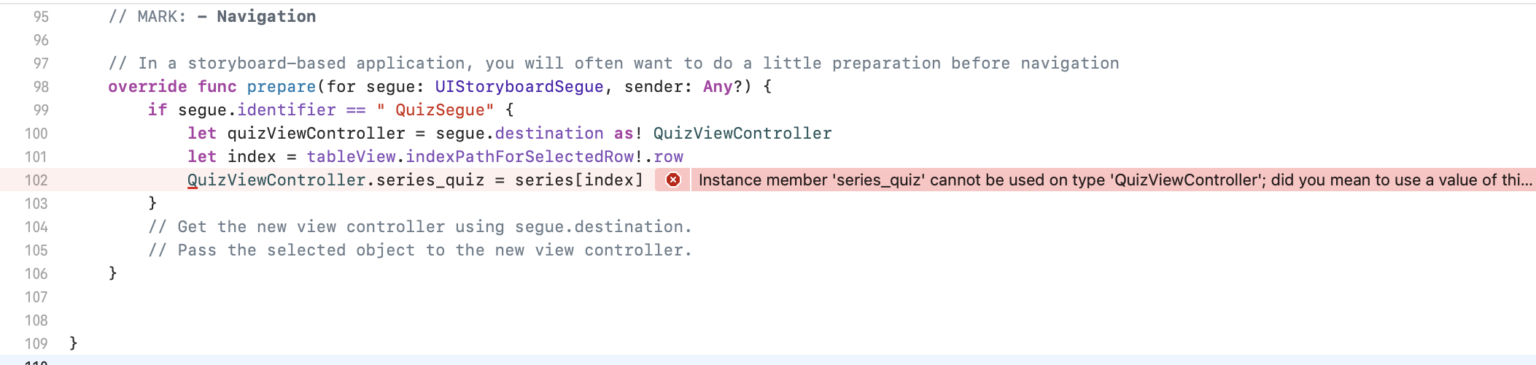 【Swiftエラー解説】Instance member ‘X’ cannot be used on type ‘Y’; did you mean to use a value of this ...